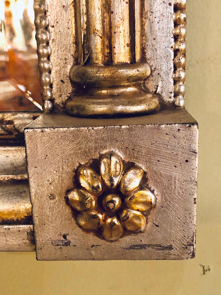 Italian Console Mirror Having Silver Leaf Eglomise Design by LaBarge ...