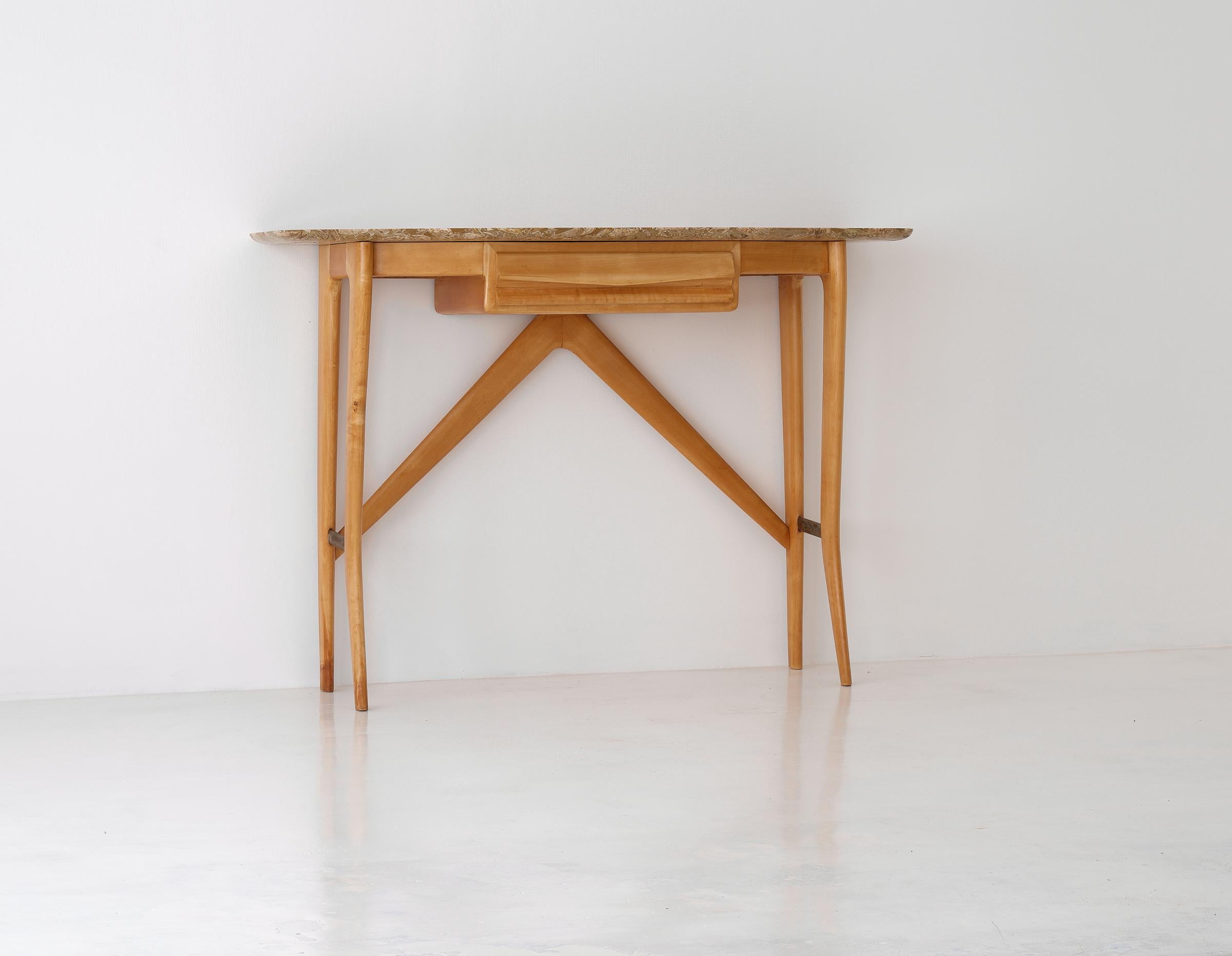 Italian Console Table in Maple and Marble Top from ''La Permanente ...