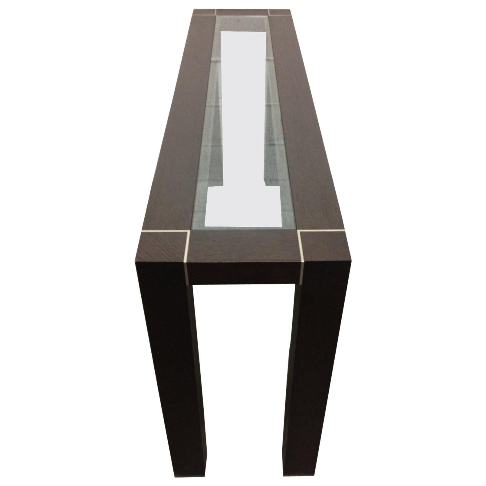 Large Console Table in Walnut with Pewter Accents by Century Furniture ...