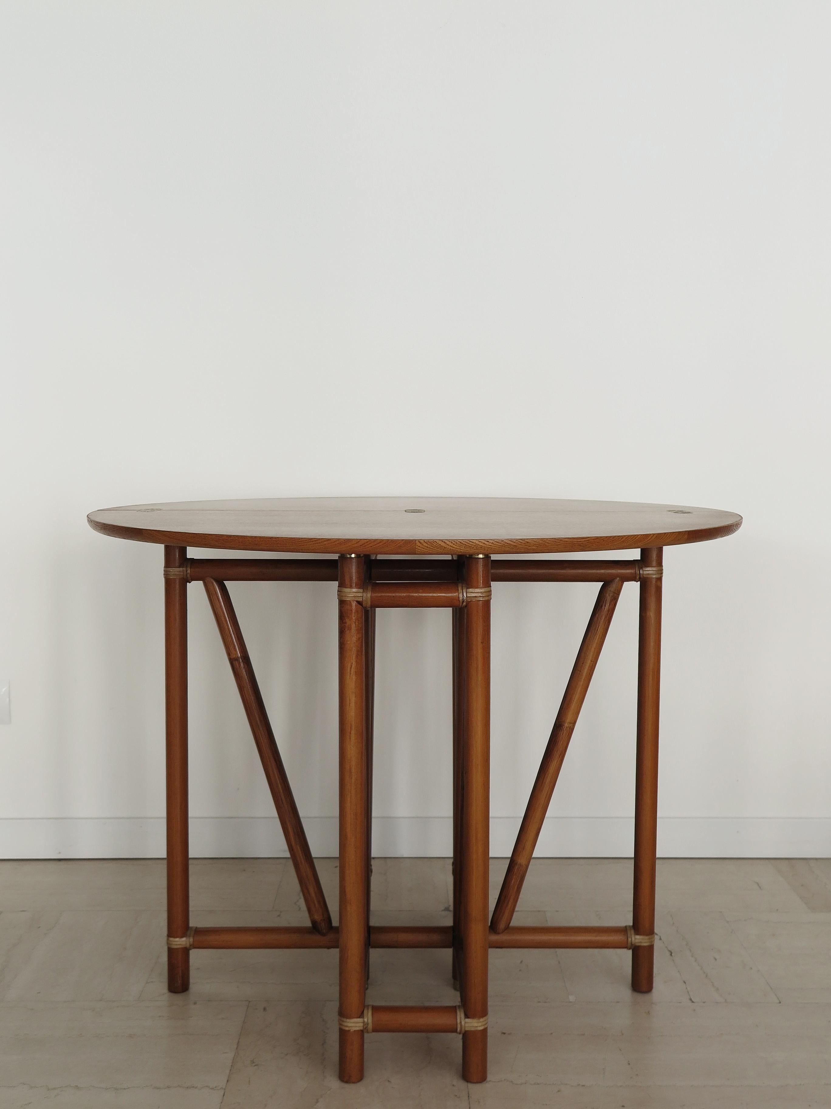 Italian Consolle Dining Table in Wood and Brass Detail 1980s For Sale ...
