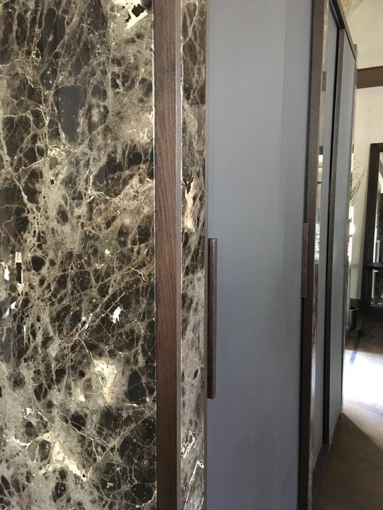 Italian Contemporary Design Black Marble and Oak Wood Wardrobe For Sale ...