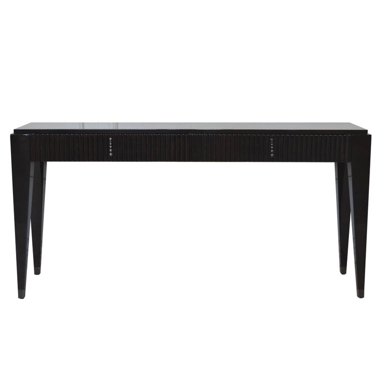Italian Contemporary Ebony High-Gloss Console / Writing Desk with Two ...