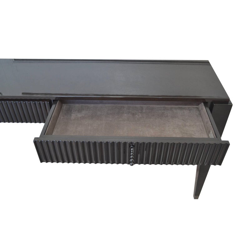 Italian Contemporary Ebony High-Gloss Console / Writing Desk with Two ...