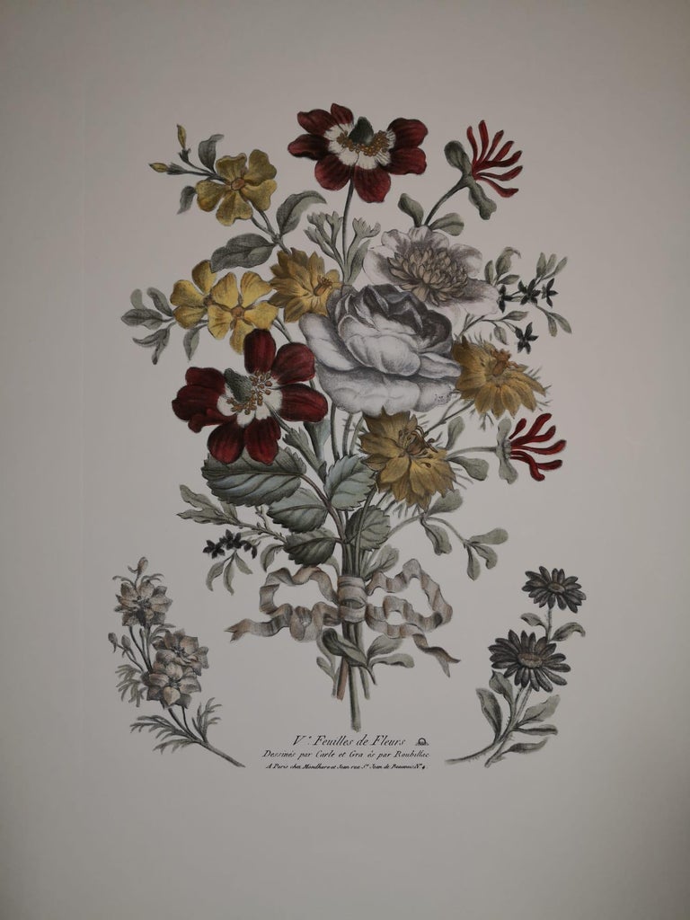 Italian Contemporary Hand Painted Botanical Print "V° Feuilles de ...