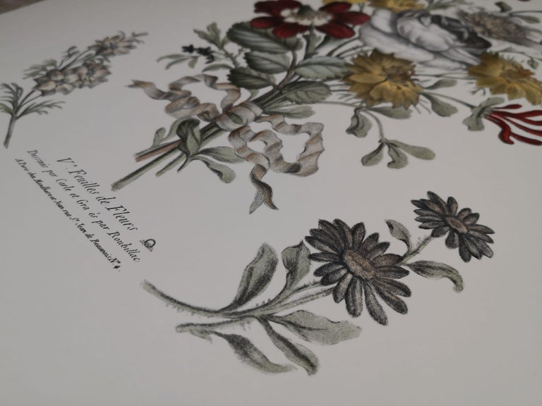 Italian Contemporary Hand Painted Botanical Print "V° Feuilles de ...