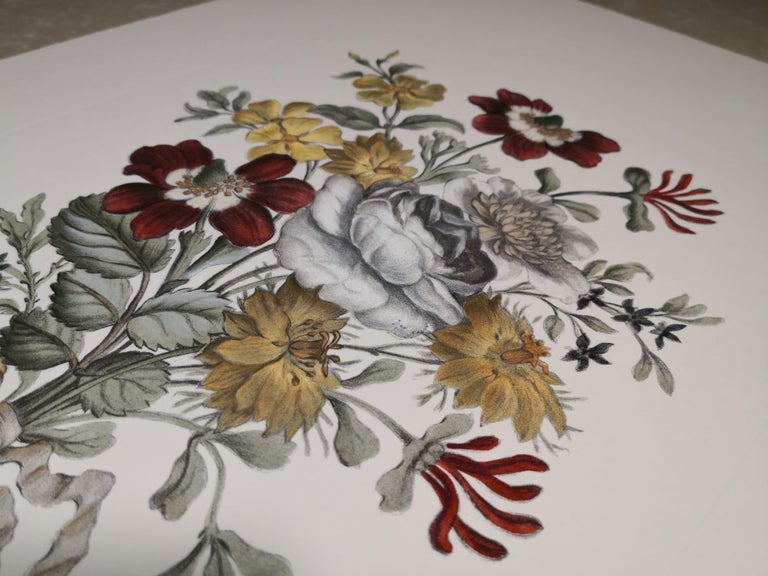 Italian Contemporary Hand Painted Botanical Print "V° Feuilles de ...
