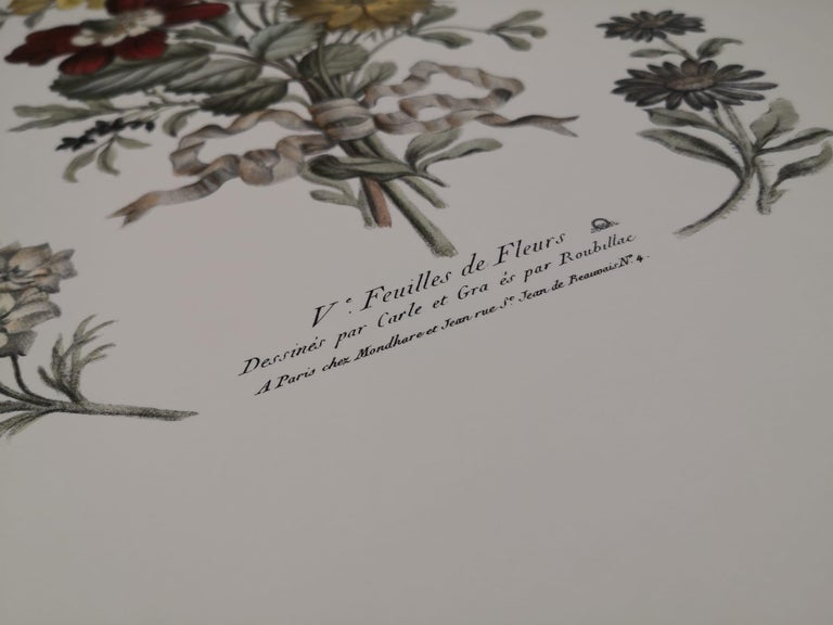Italian Contemporary Hand Painted Botanical Print "V° Feuilles de ...