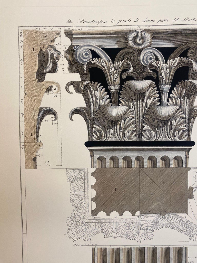 Italian Contemporary Hand Painted Print Pantheon Architectural Drawing ...