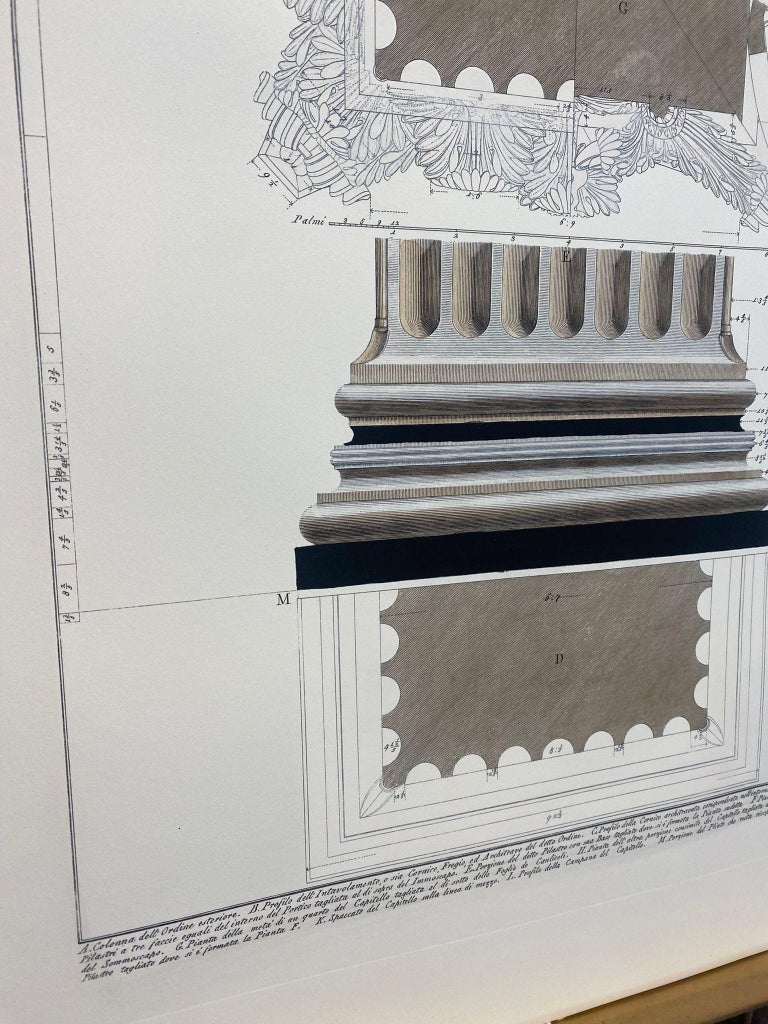 Italian Contemporary Hand Painted Print Pantheon Architectural Drawing ...