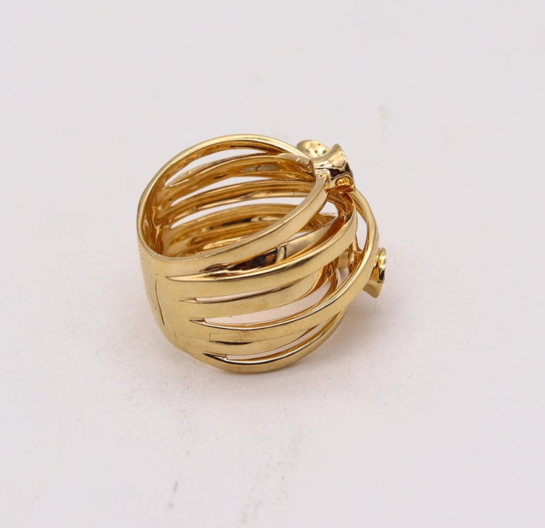 Italian Contemporary Wired Ring in Solid 18kt Gold with VS Diamonds For ...