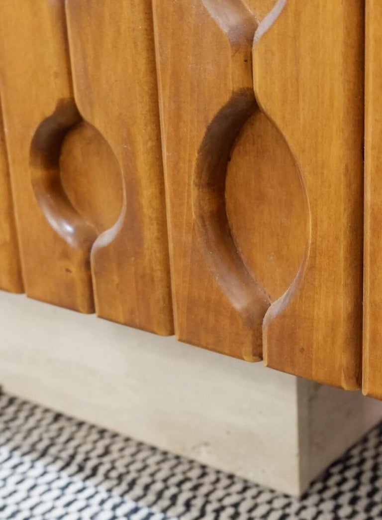 Italian contemporary wood and travertine Sideboard at 1stDibs
