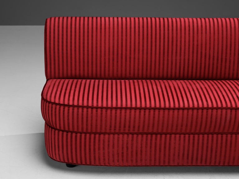 Italian Corner Sofa in Red Upholstery For Sale at 1stDibs