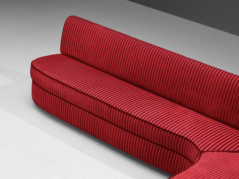 Italian Corner Sofa in Red Upholstery For Sale at 1stDibs