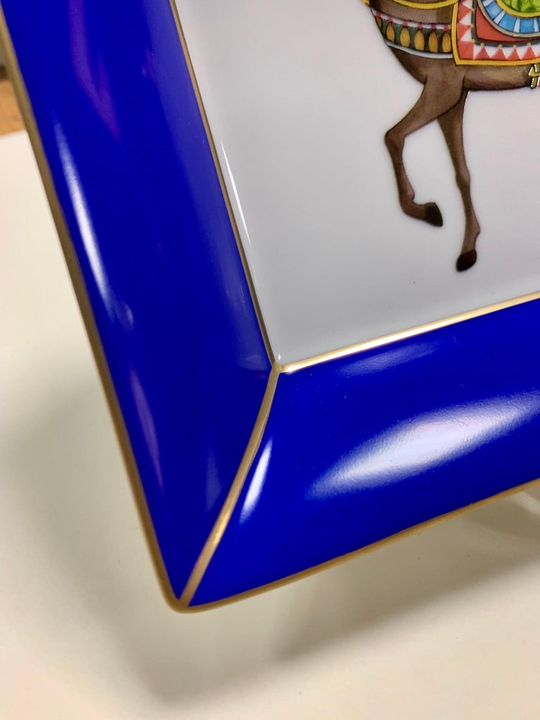 Italian Craftsmanship Hand Painted Porcelain Tray Blue and Gold Colors ...