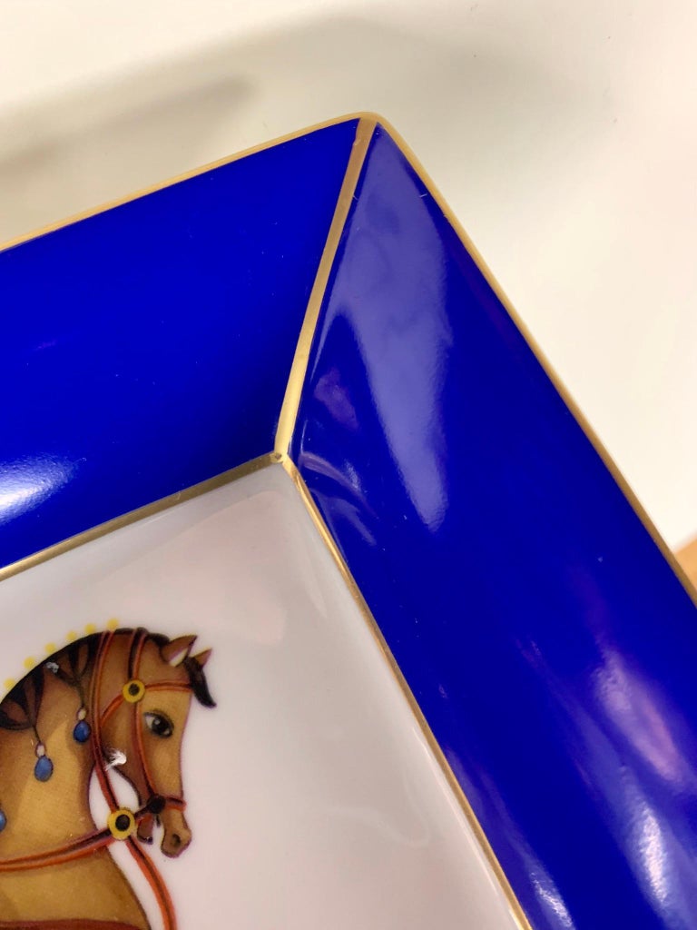 Italian Craftsmanship Hand Painted Porcelain Tray Blue and Gold Colors ...