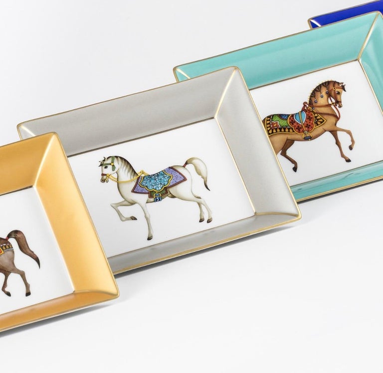 Italian Craftsmanship Hand Painted Porcelain Tray Blue and Gold Colors ...