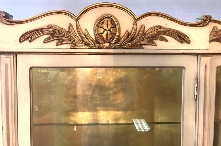 Gustavian Cream Painted and Gold Gilt Display Cabinet Vitrine at 1stDibs