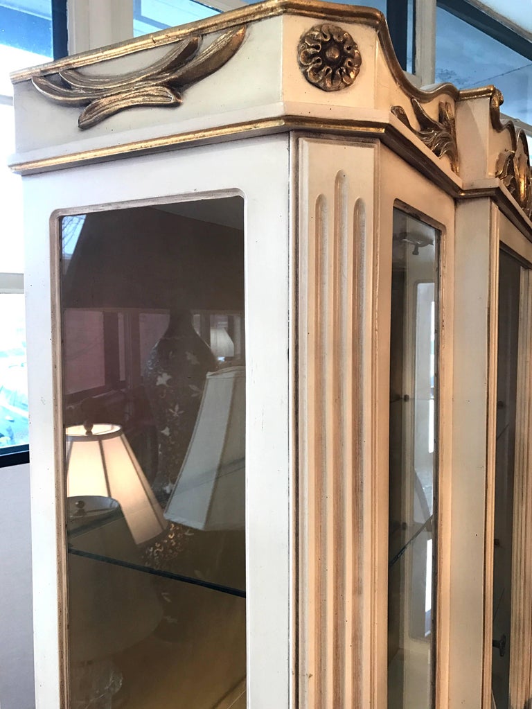 Gustavian Cream Painted and Gold Gilt Display Cabinet Vitrine at 1stDibs