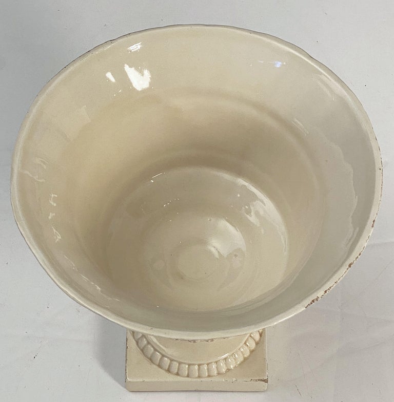 Italian Cream Ware or White Glazed Pedestal Bowl with Rose Topiary Top ...
