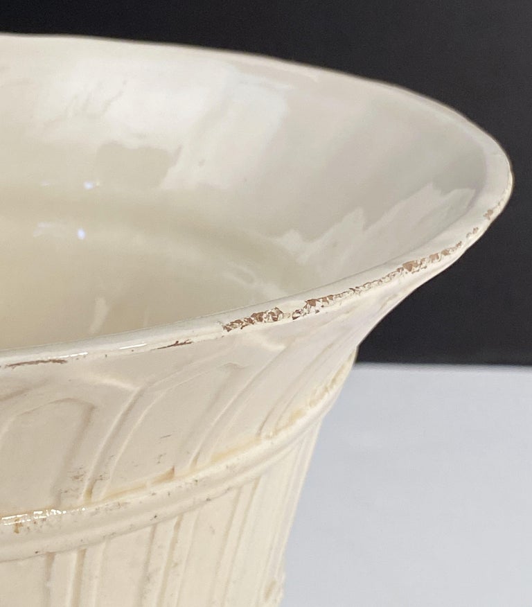 Italian Cream Ware or White Glazed Pedestal Bowl with Rose Topiary Top ...