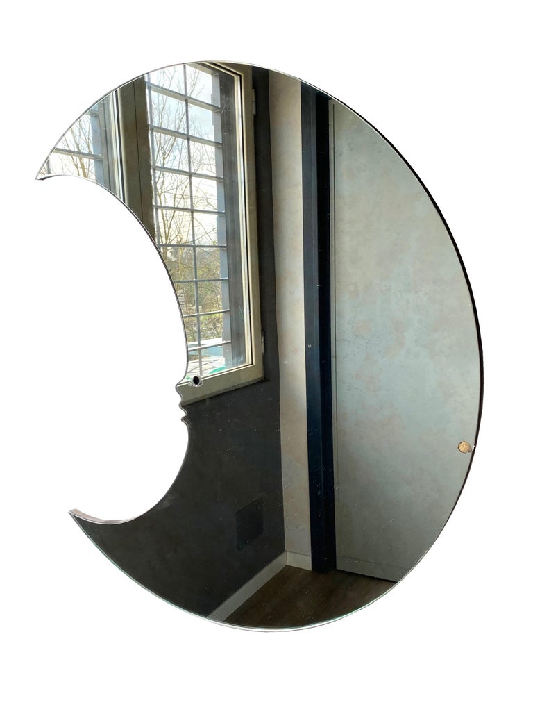 Italian Crescent Moon Face Wall Mirror, 1970s For Sale at 1stDibs