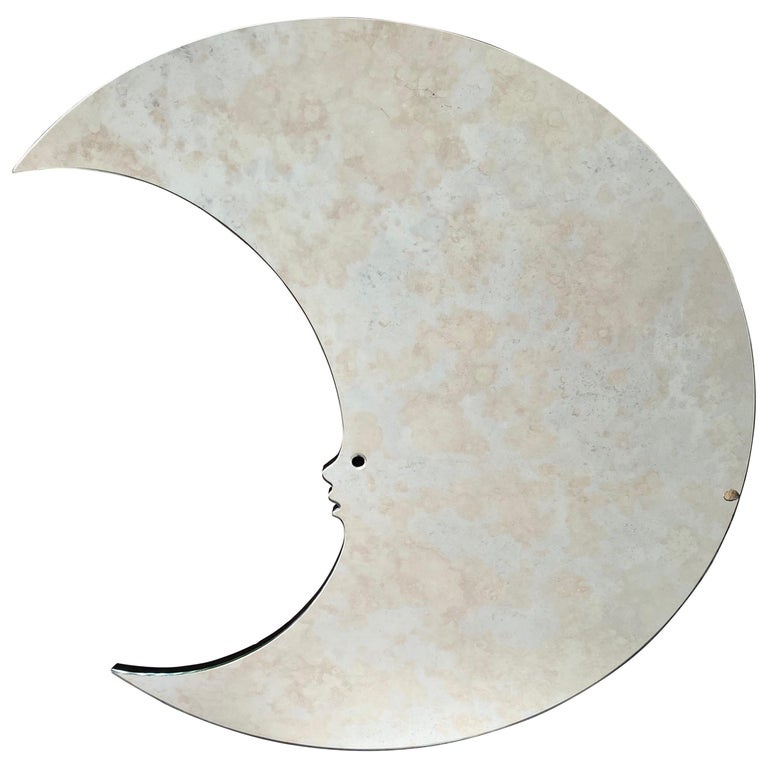 Italian Crescent Moon Face Wall Mirror, 1970s For Sale at 1stDibs