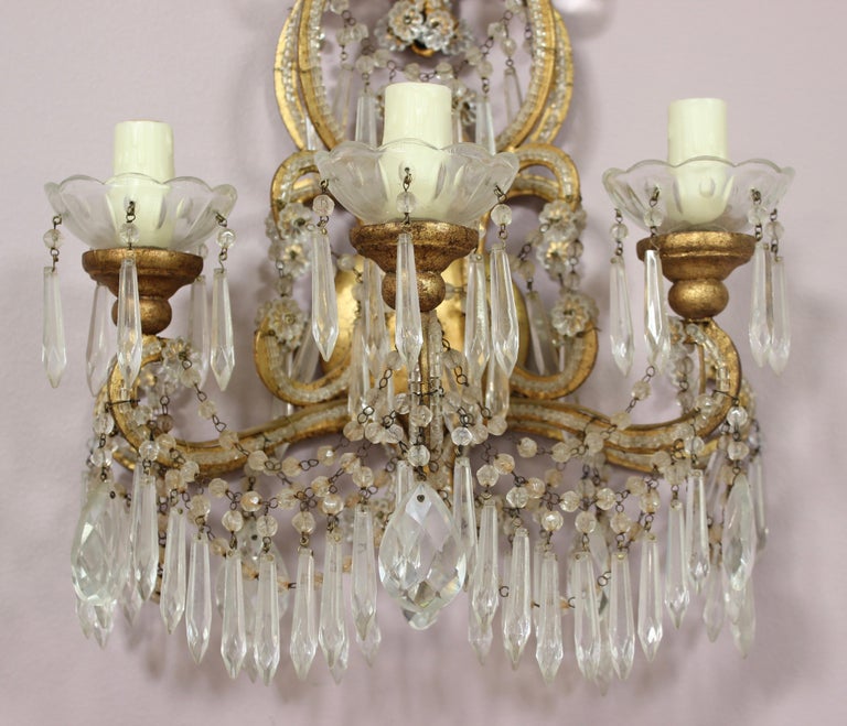 Italian Crystal Beaded Sconces For Sale at 1stDibs