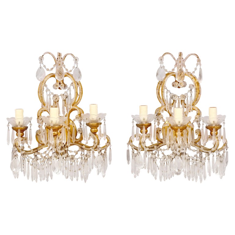 Italian Crystal Beaded Sconces For Sale at 1stDibs