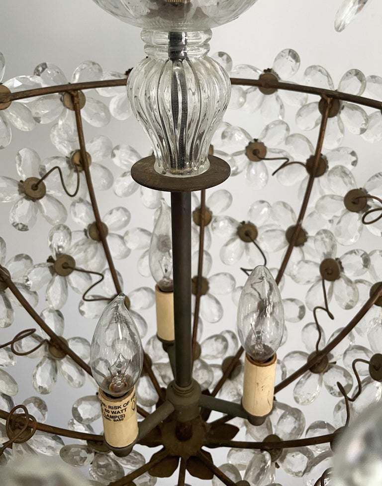 Italian Crystal Chandelier with Beaded Flowers For Sale at 1stDibs