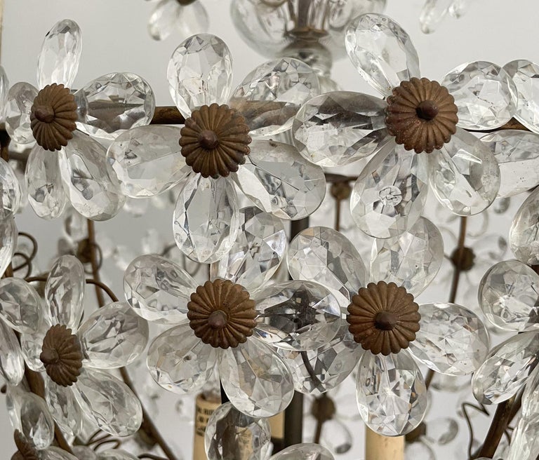 Italian Crystal Chandelier with Beaded Flowers For Sale at 1stDibs