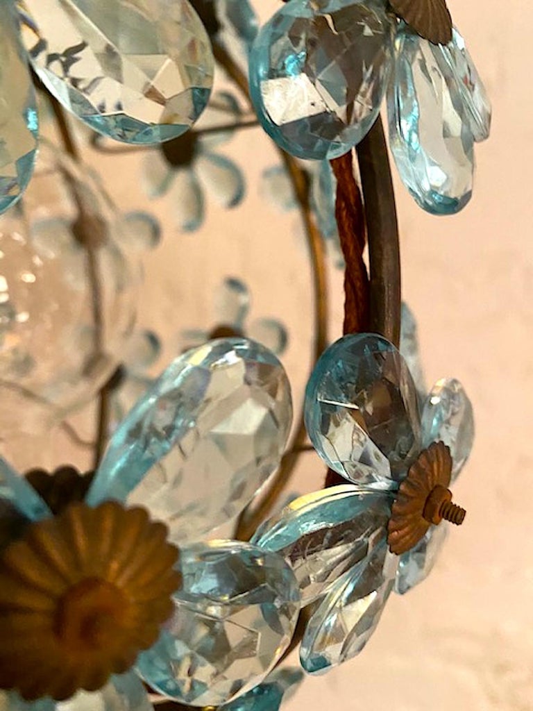 Italian Crystal Flower Pendant Light at 1stDibs
