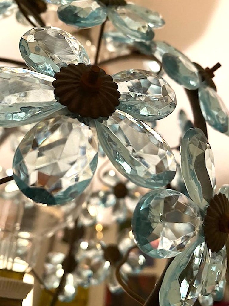 Italian Crystal Flower Pendant Light at 1stDibs