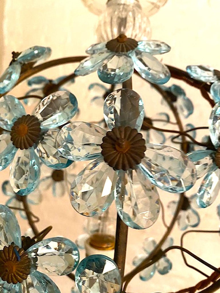 Italian Crystal Flower Pendant Light at 1stDibs