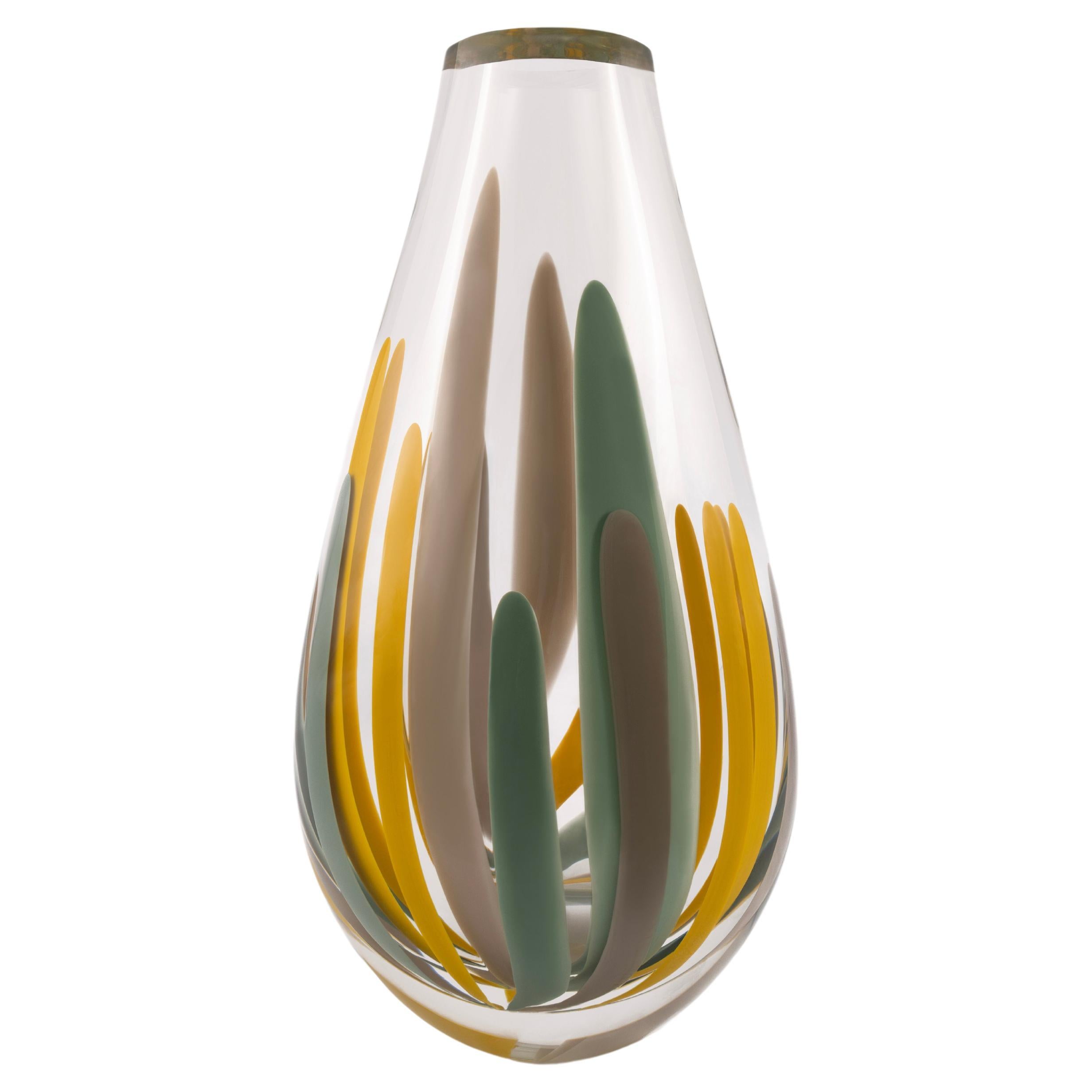 Italian Crystal Vase by Barovier&Toso, Grey Sage Honey, Posidonia For ...