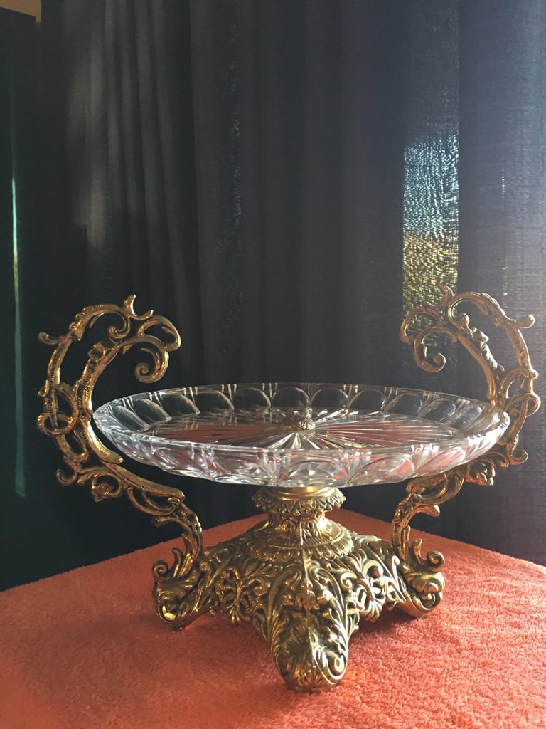 Italian Cut Glass and Gold Baroque Serving Plate at 1stDibs