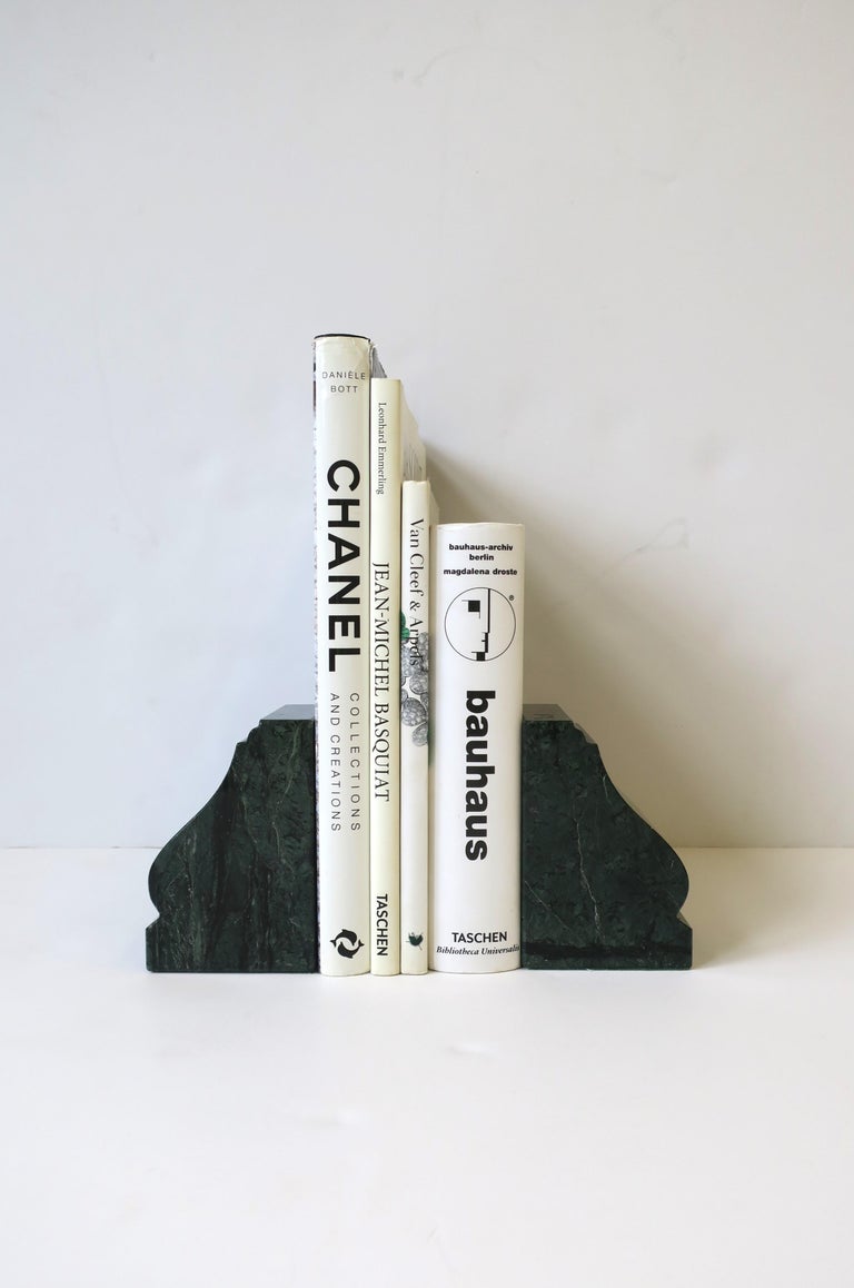 Italian Verde Dark Green Marble Bookends, Pair For Sale at 1stDibs
