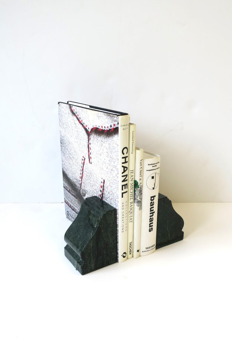 Italian Verde Dark Green Marble Bookends, Pair For Sale at 1stDibs