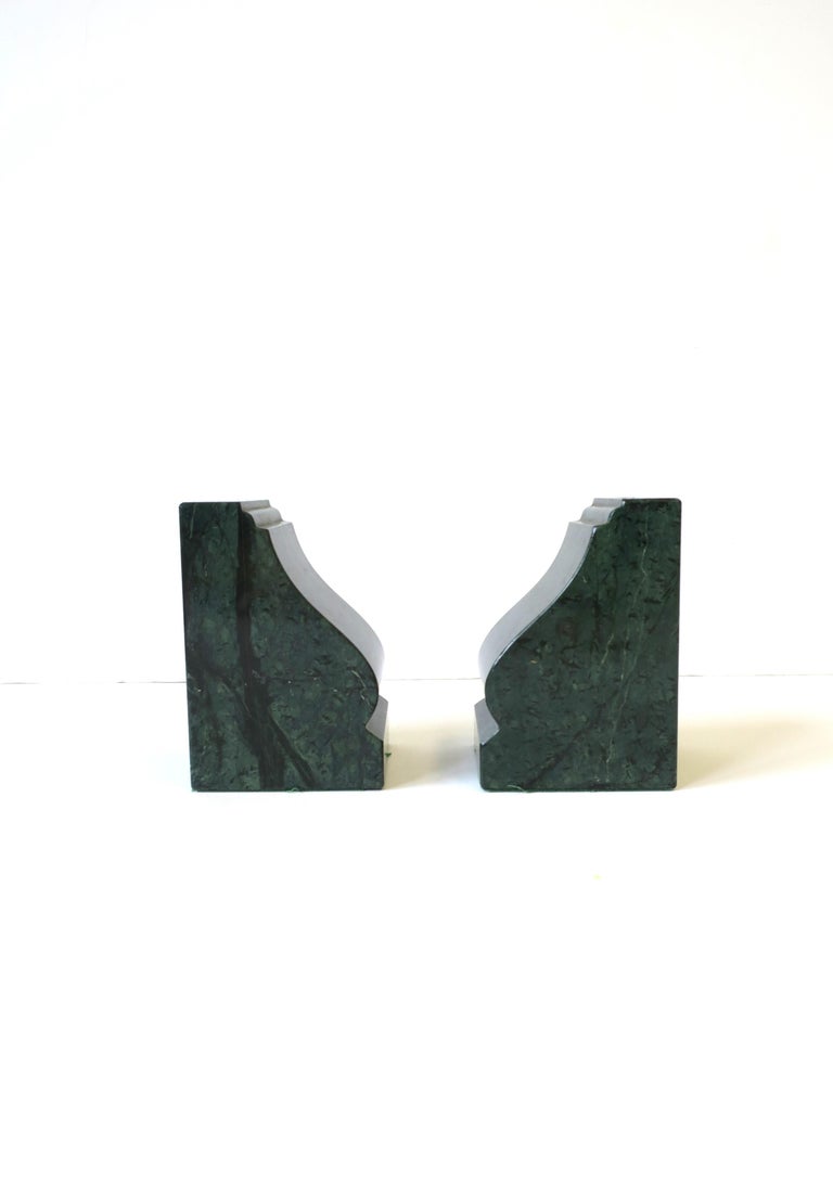 Italian Dark Green Marble Bookends, Pair For Sale at 1stDibs