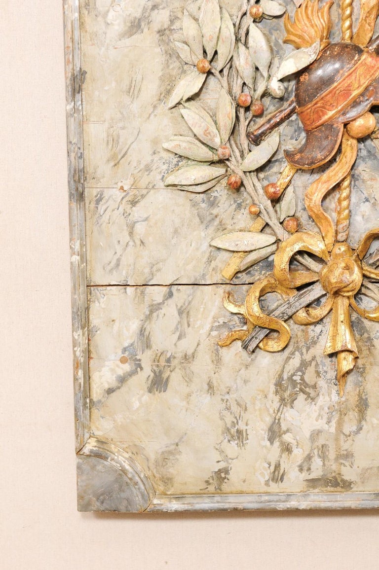 Italian Decorative Wall Panel Carved w/Helmet, Horn and Arrows, 19th ...