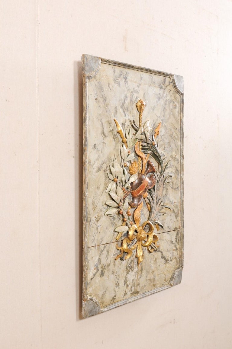 Italian Decorative Wall Panel Carved w/Helmet, Horn and Arrows, 19th ...