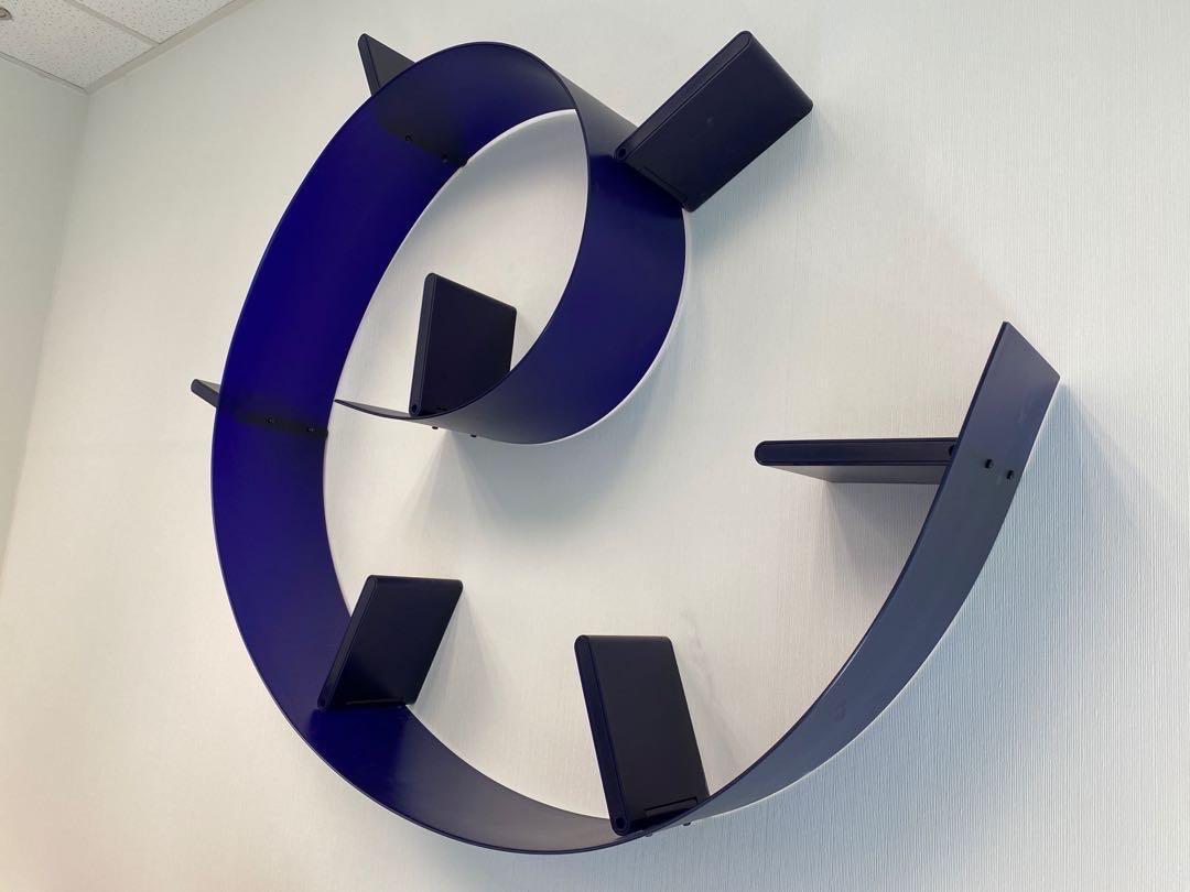Italian Deep Blue Bookworm Wall Mounted Shelves by Ron Arad for Kartell ...