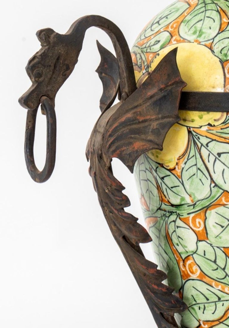 Italian Deruta Ceramic Vase Mounted as a Lamp For Sale at 1stDibs