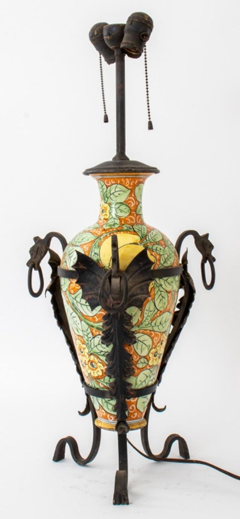Italian Deruta Ceramic Vase Mounted as a Lamp For Sale at 1stDibs