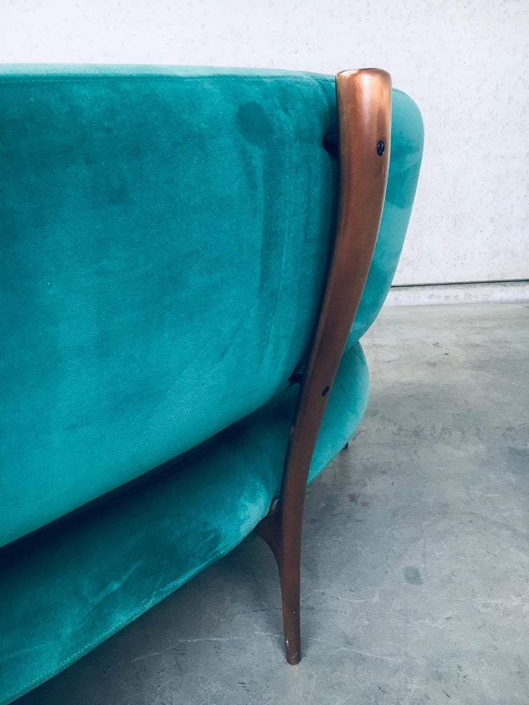 Italian Design Floating Free Form Curved Sofa w Sculptural Copper Base ...