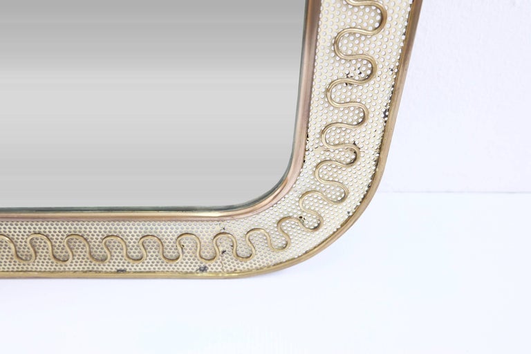 Italian Design Mirror in Perforated Metal and Brass at 1stDibs