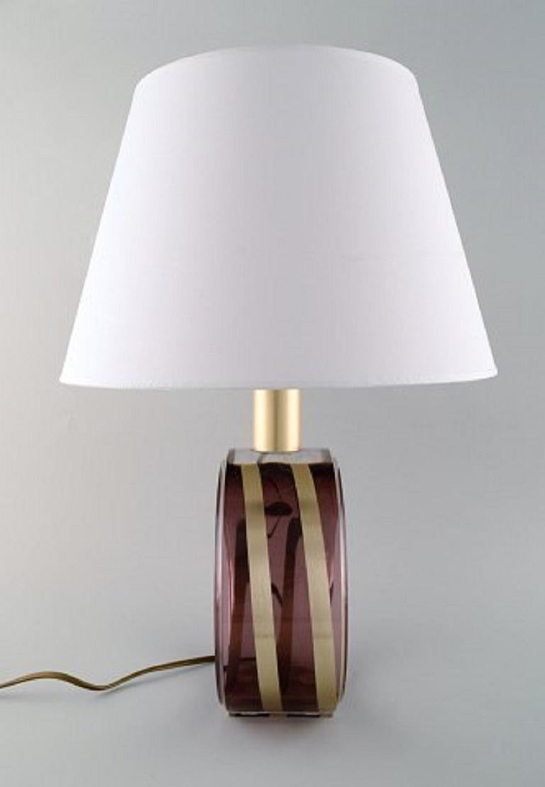 Italian Design, Table Lamp Made of Colored Plexiglass and Brass, 1970s ...
