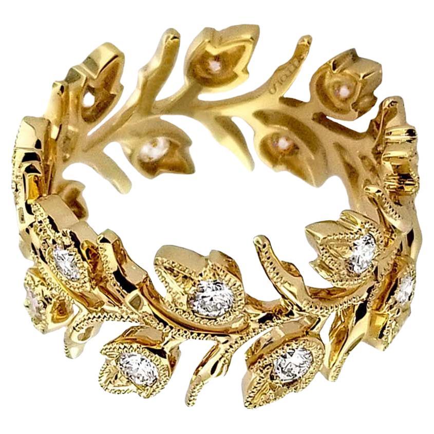 Designer IO SI Diamond Carved Quartz 18 Karat Gold Fancy Italian Ring ...