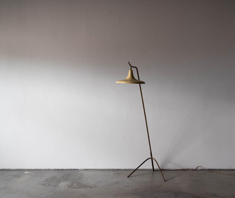 Italian Designer, Adjustable Floor Lamp, Brass, Metal, Italy, 1950s For ...
