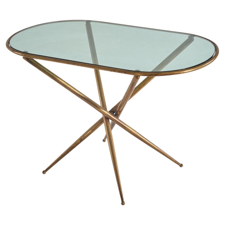 Italian Designer, Coffee Table, Brass, Glass, Italy, 1940s at 1stDibs