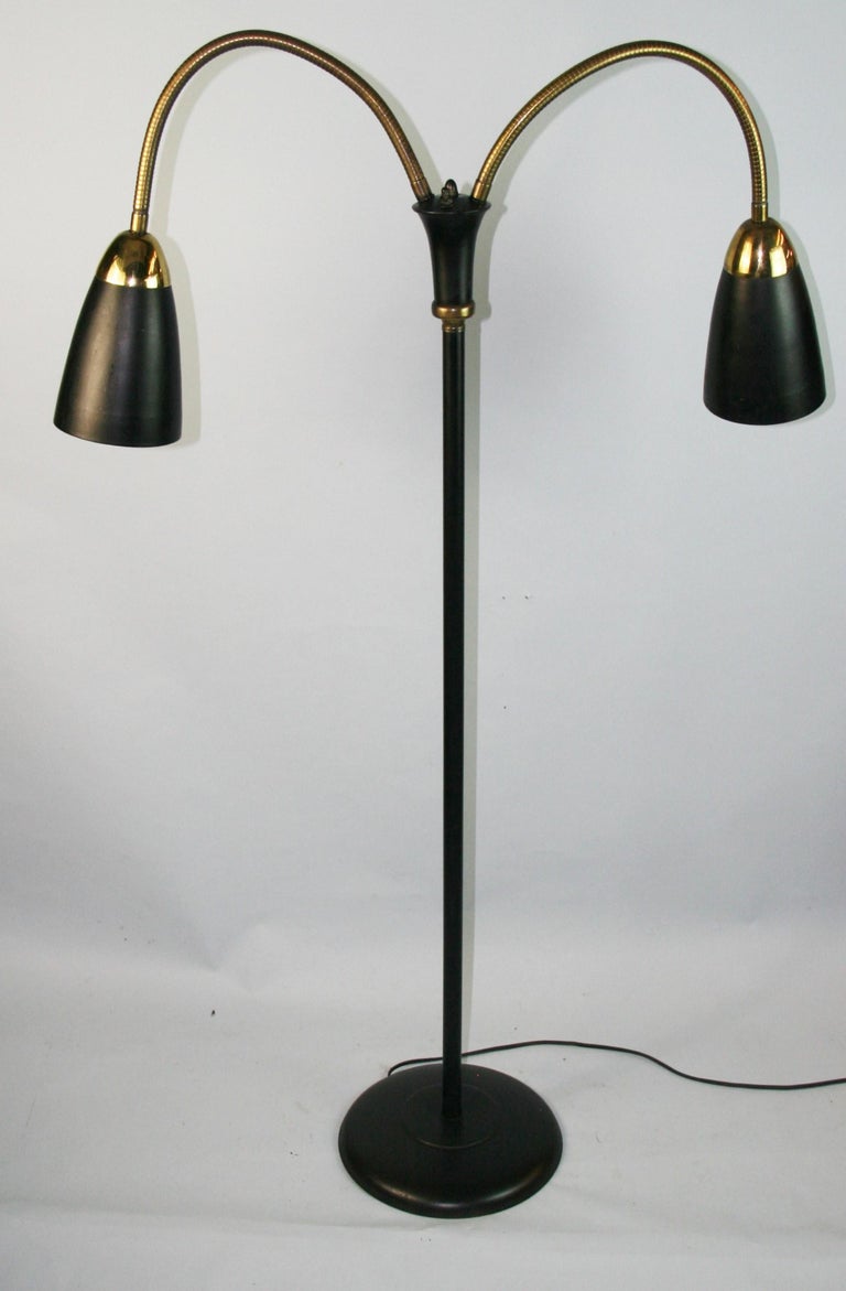 Italian Designer Flexible Arm Brass and Metal Floor Lamp 1950's For ...